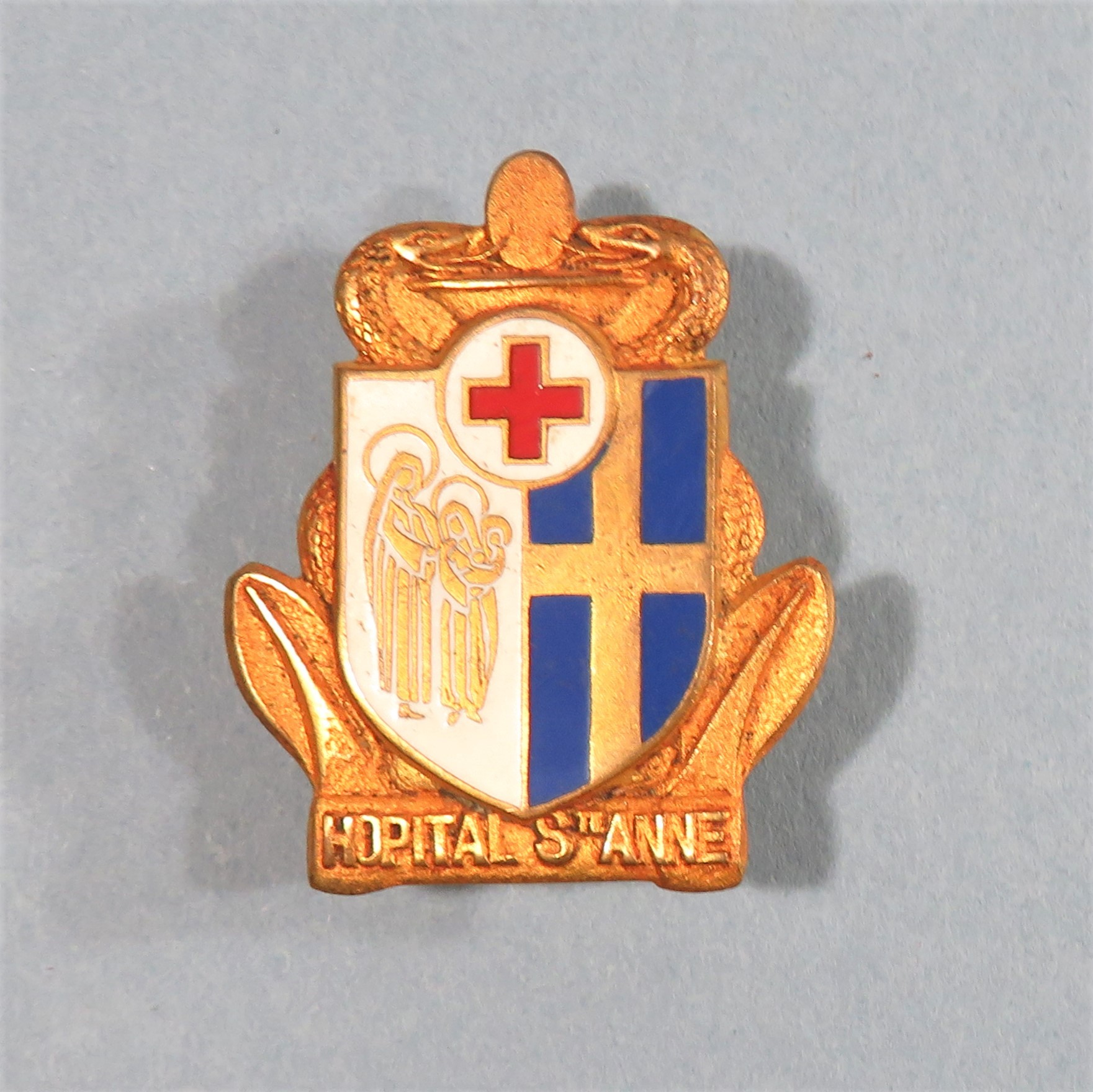 INSIGNE MILITAIRE SERVICE DE SANTE HOPITAL MARITIME NAVIRE ST ANNE FAB ...