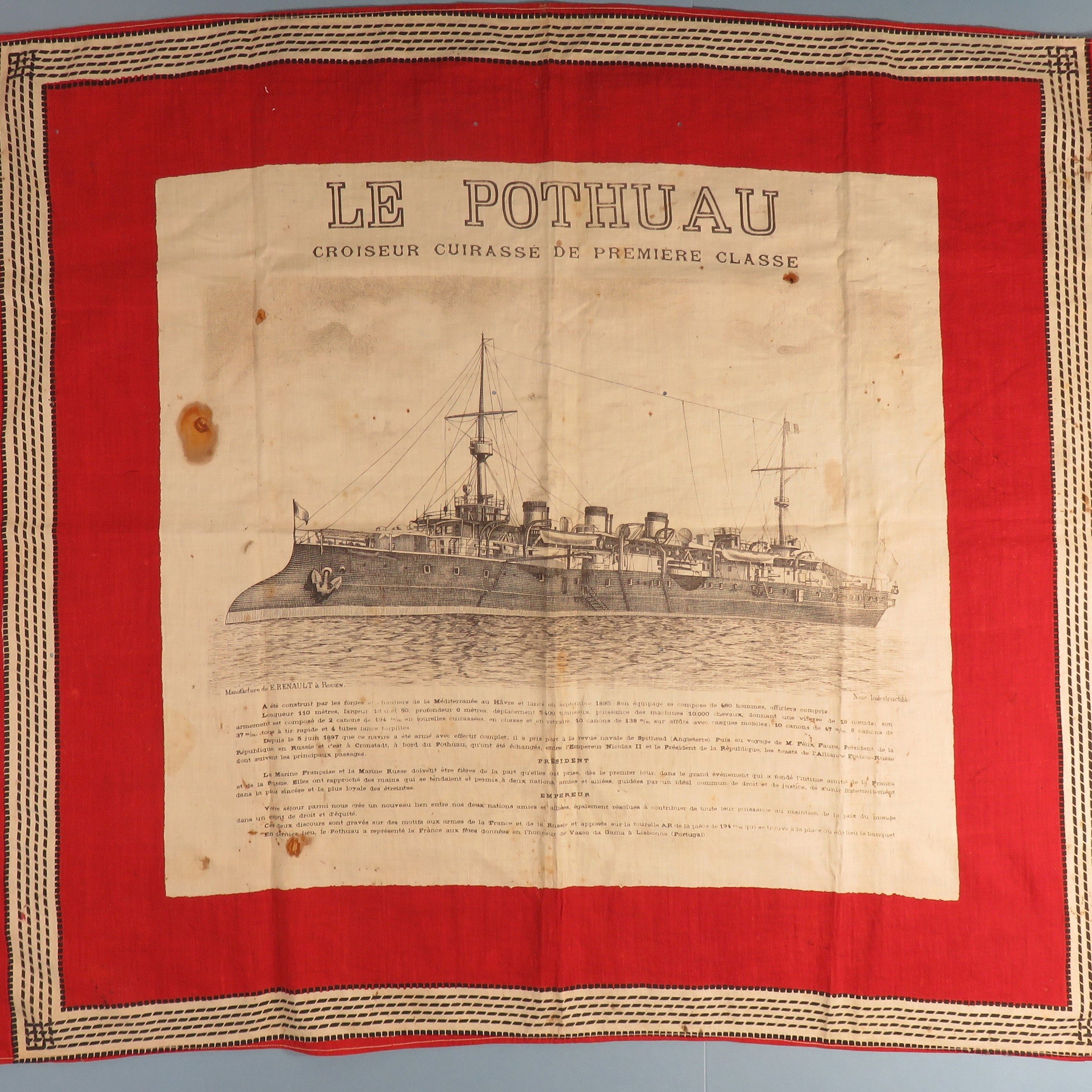 MOUCHOIR D'INSTRUCTION DE LA MARINE LE POTHUAU CUIRASSIER DE 1 ère ...
