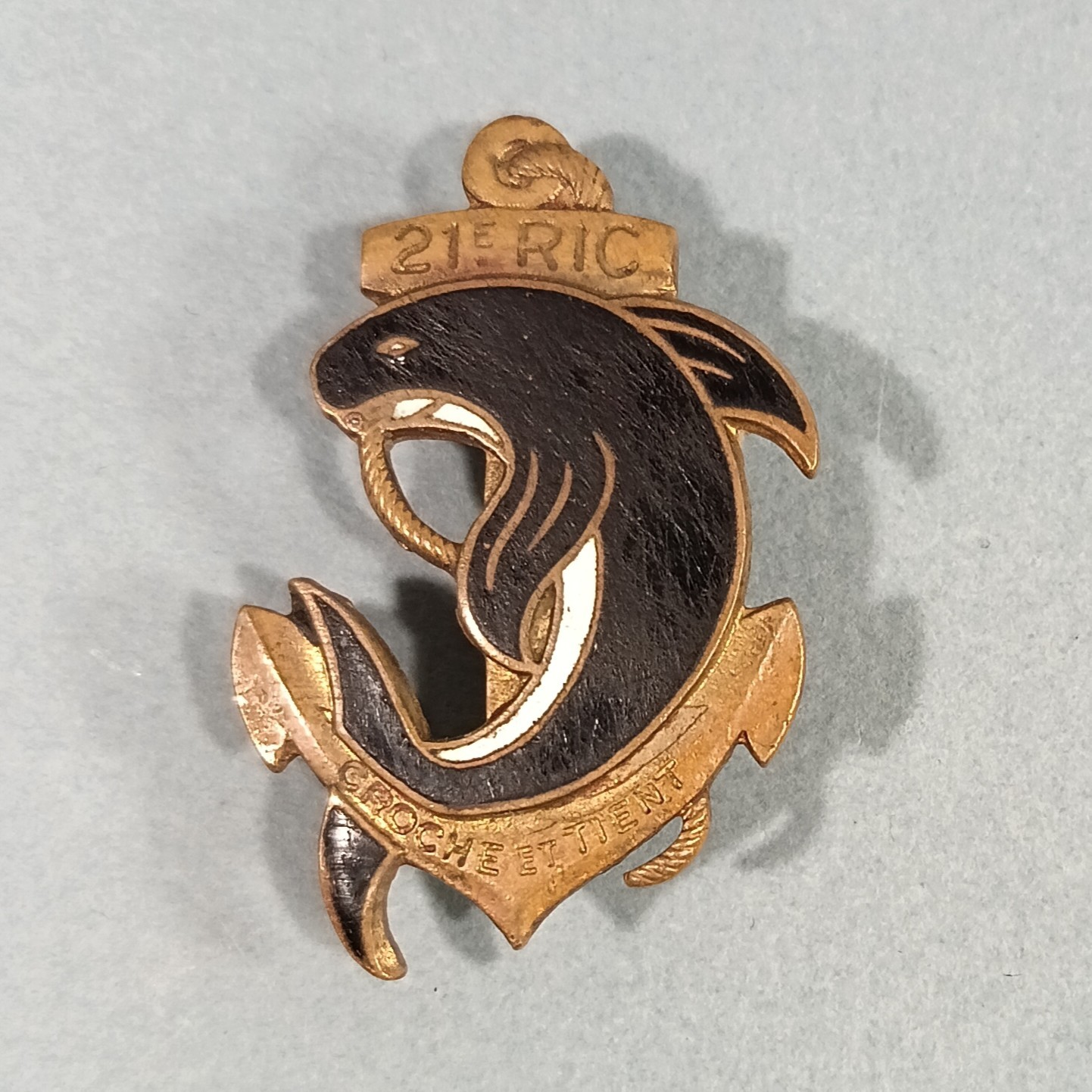 INSIGNE MILITAIRE ARMEE DE LIBERATION 21 ème RIC REGIMENT D'INFANTERIE COLONIALE FABRICATION ...